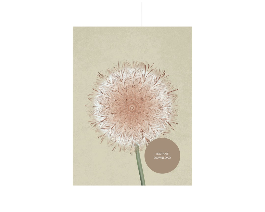 Dandelion Puff Art Printable Neutral Colors - Etsy