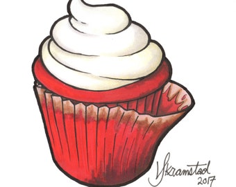 Cupcake Print Red Velvet Cupcake Printable Pastry (Instant Download) - Etsy