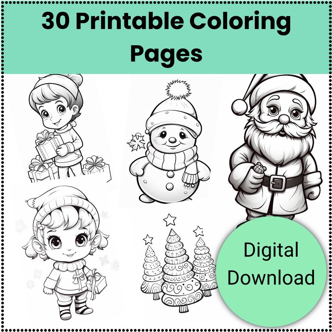 Happy Christmas Coloring Pages, Printable Holiday Book, Gift for Kids ...