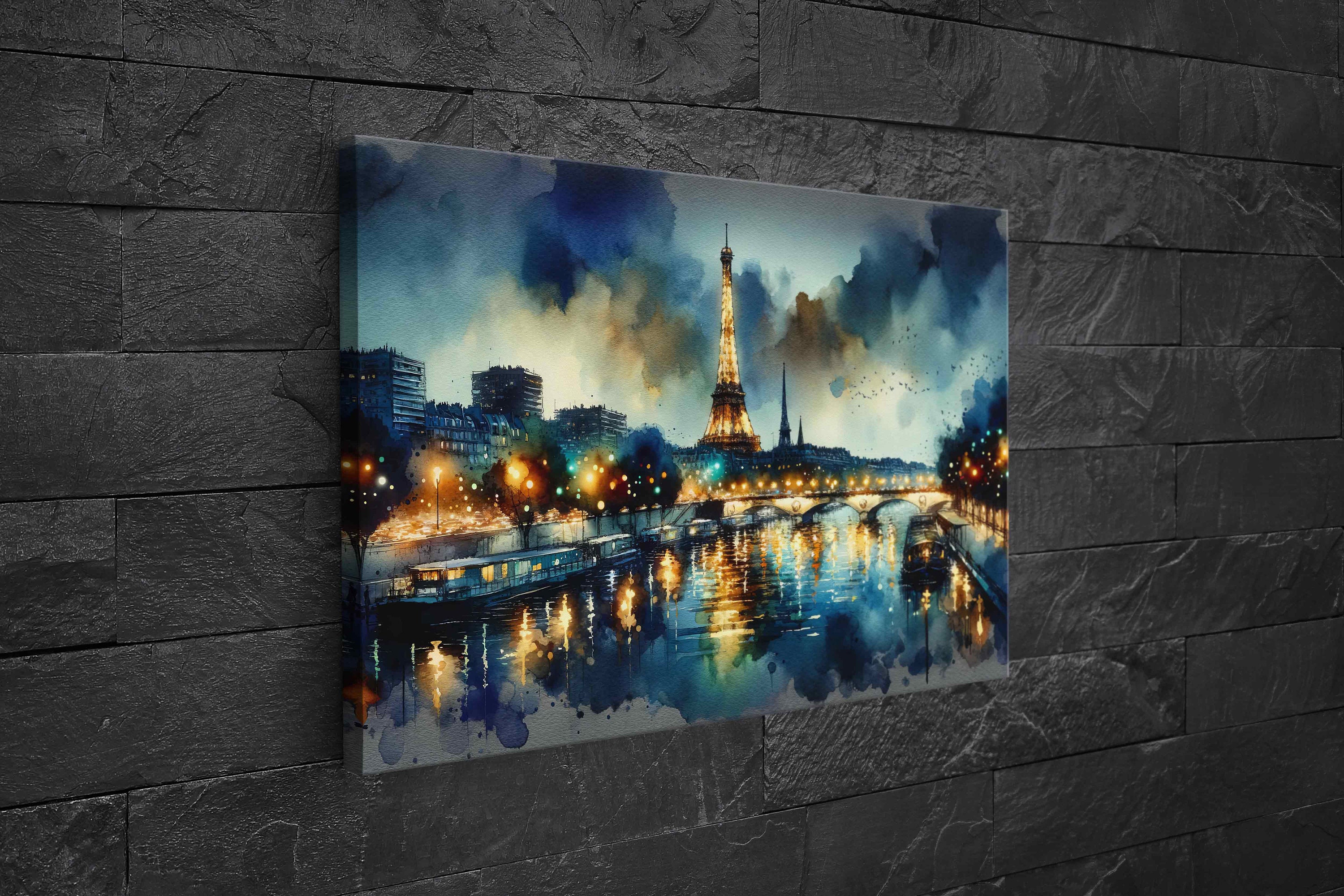 Paris Inspired Nightscape - Eiffel Tower Reflection Vibrant City ...