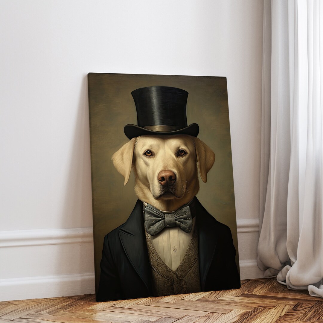 Elegant Adored Yellow Labrador Retriever Dog Portrait Painting, Suit ...