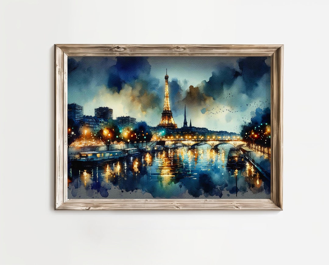 Paris Inspired Nightscape - Eiffel Tower Reflection Vibrant City ...