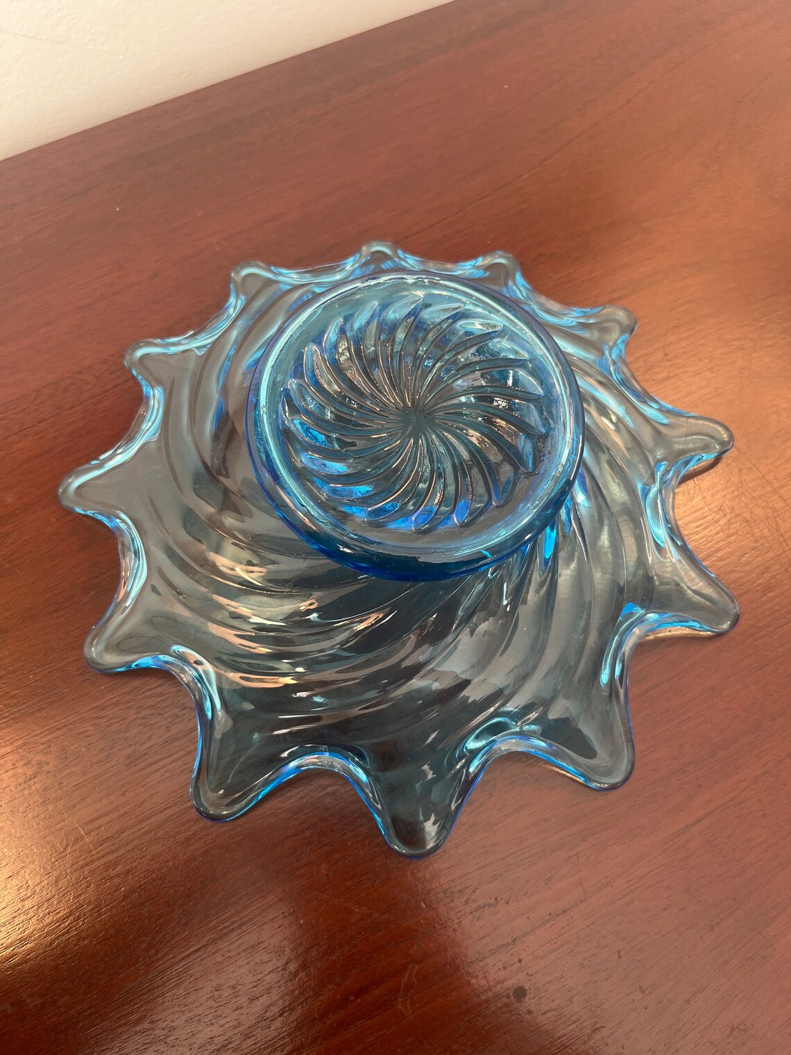 Blue Glass Swirl Bowl - Etsy