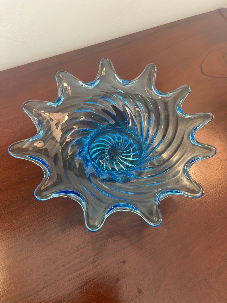 Blue Glass Swirl Bowl - Etsy