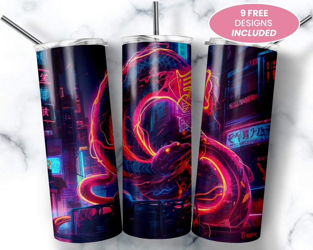 Cyberpunk Snake 20 Oz Skinny Tumbler, Sublimation Design, Digital ...