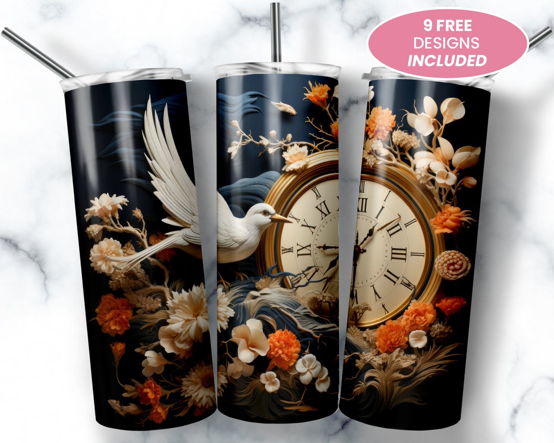 3D White Bird Flow Through Time 20 Oz Skinny Tumbler - Etsy
