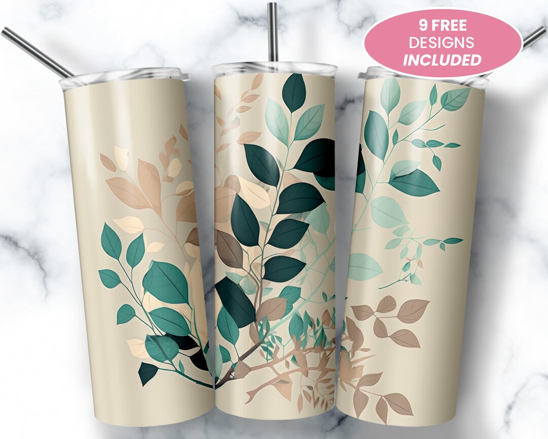 Minimalist Tree Leaves 20 Oz Skinny Tumbler Sublimation Design