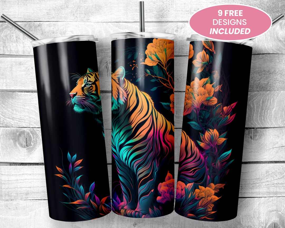Neon Tiger 20 Oz Skinny Tumbler, Sublimation Design, Digital Download ...
