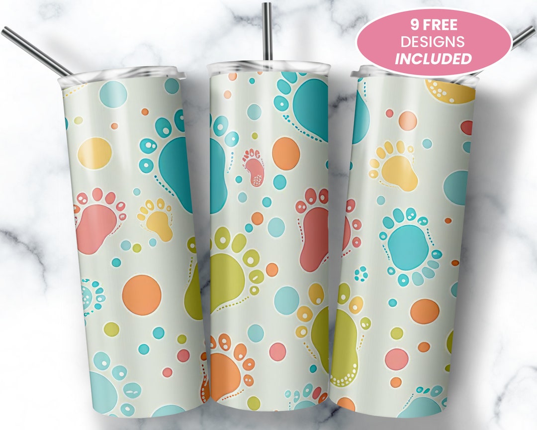 Baby Feet Pattern 20 Oz Skinny Tumbler, Sublimation Design, Digital ...