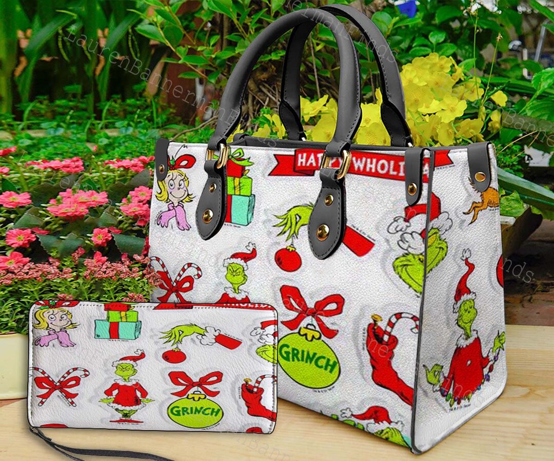 Grinch Christmas Leather Bag, Grinch Lover's Handbag, Custom Leather ...