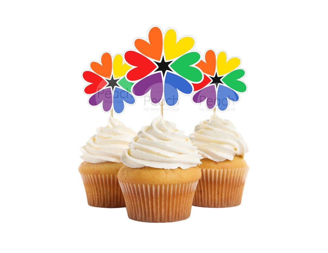 Pride Cupcake Toppers, Pride Toppers, Pride LGBTQ, Pride Cupcake ...