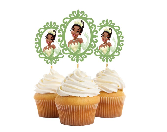 Princess Tiana Cupcake Toppers, Princess and the Frog, Princess Tiana ...