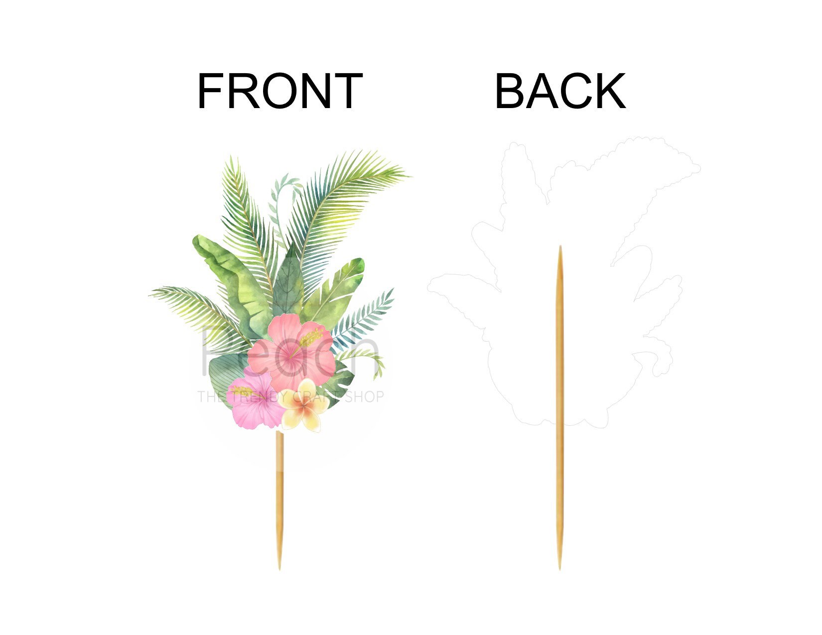 Tropical Cupcake Toppers, Watercolor Flower Cupcake Toppers, Hawaiian ...