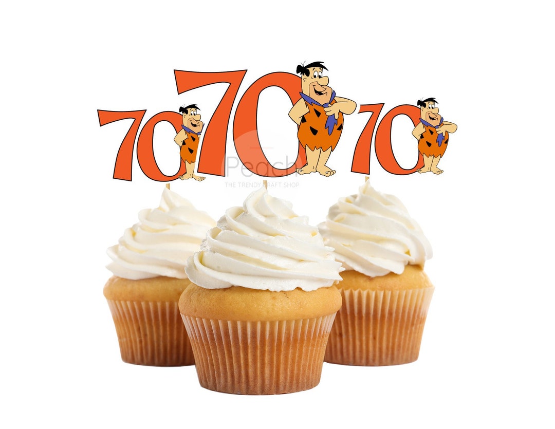 Fred Flintstones Cupcake Toppers, 70 Years Birthday Party, Grandpa ...