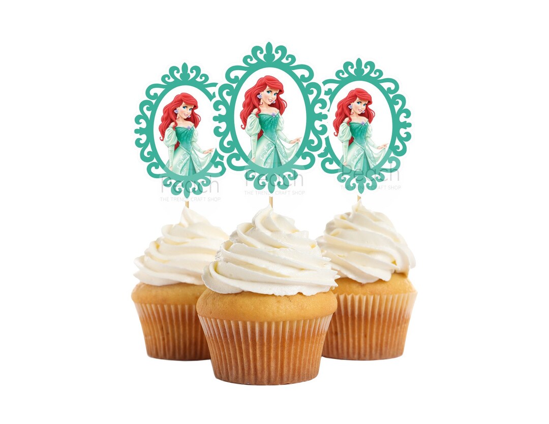 Princess Ariel Cupcake Toppers, Little Mermaid Toppers, Ariel Birthday ...
