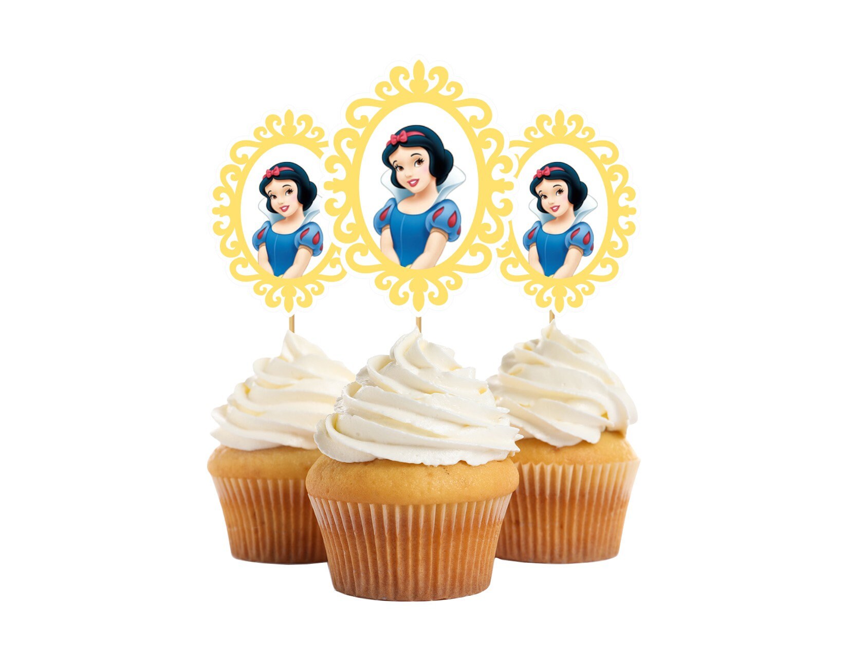 Snow White Cupcake Toppers, Snow White Toppers, Snow White Birthday ...
