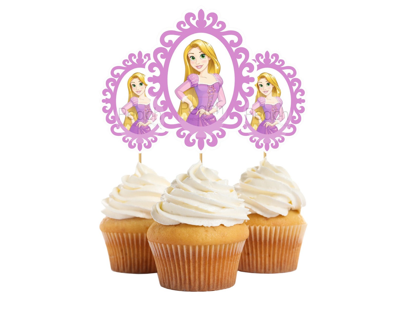 Rapunzel Cupcake Toppers, Rapunzel Toppers, Tangled Birthday Party ...