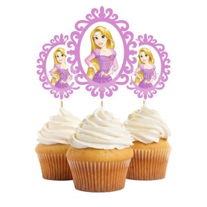 Rapunzel Cupcake Toppers, Rapunzel Toppers, Tangled Birthday Party ...