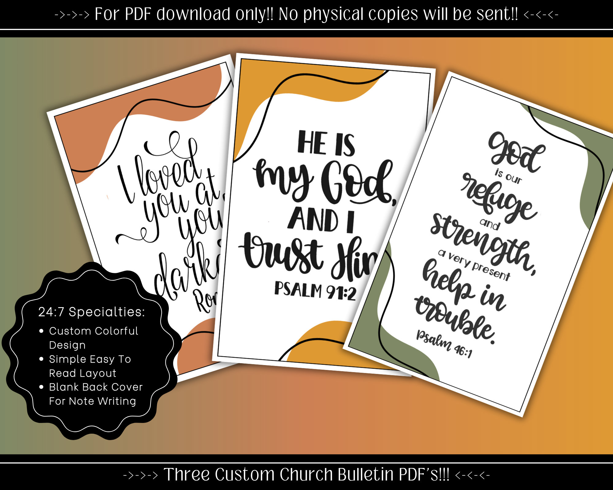 Printable Church Bulletin Cover Fall Swirl Download Events Bible Verse ...
