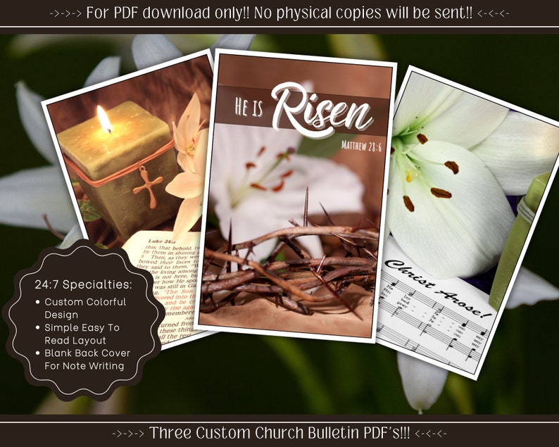 Easter Church Bulletin Cover Printable PDF Resurrection Lily Luke ...