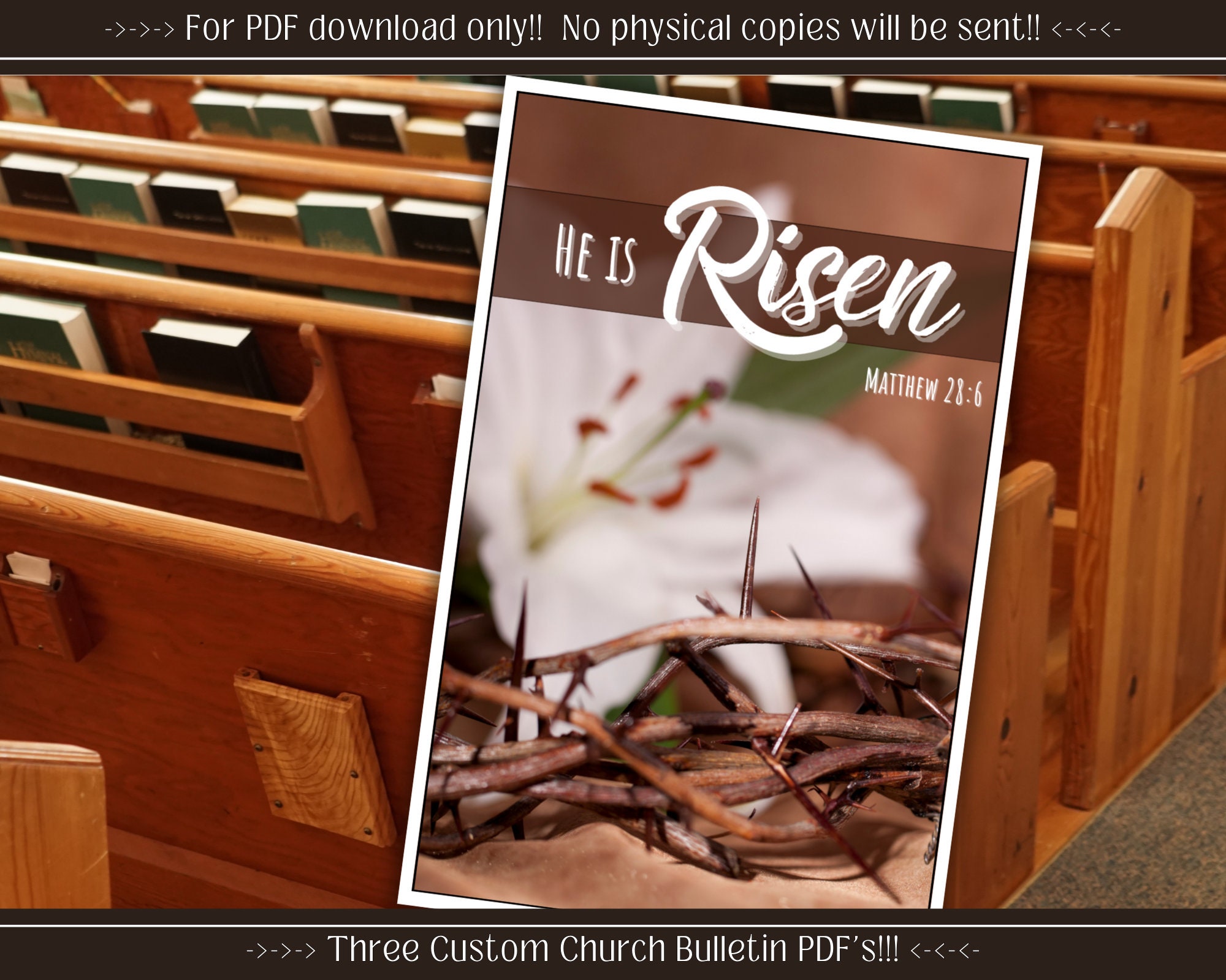 Easter Church Bulletin Cover Printable PDF Resurrection Lily Luke ...