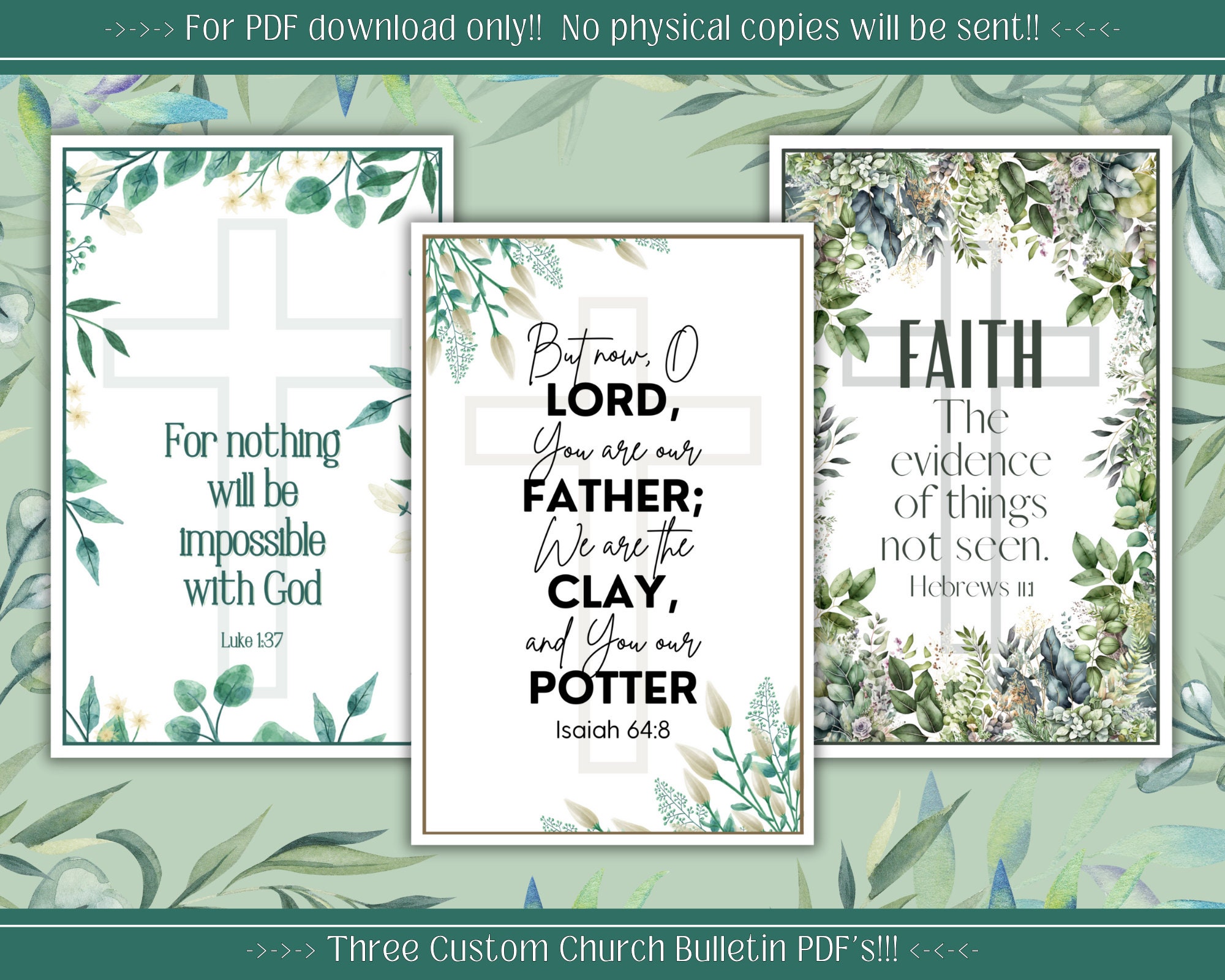 Printable Church Bulletin Cover Farmhouse Download Events Bible Verse ...