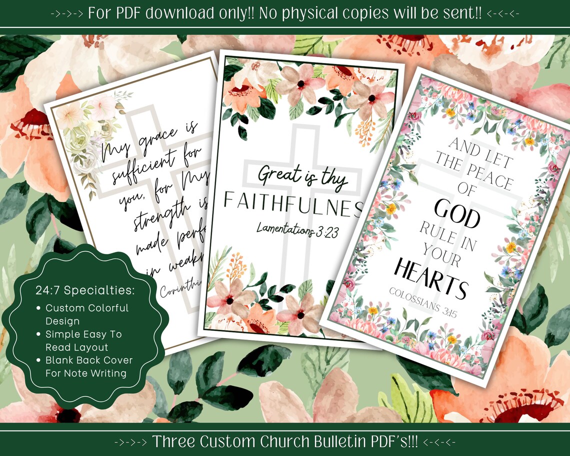 Printable Church Bulletin Cover Spring Download Events Bible Verse PDF ...