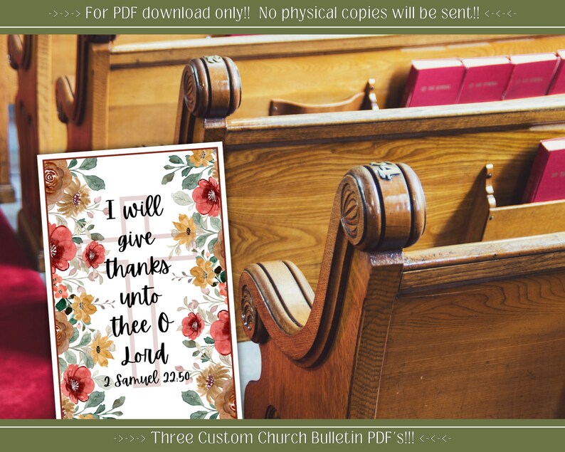 Printable Church Bulletin Cover Autumn Fall Download Events Bible Verse ...