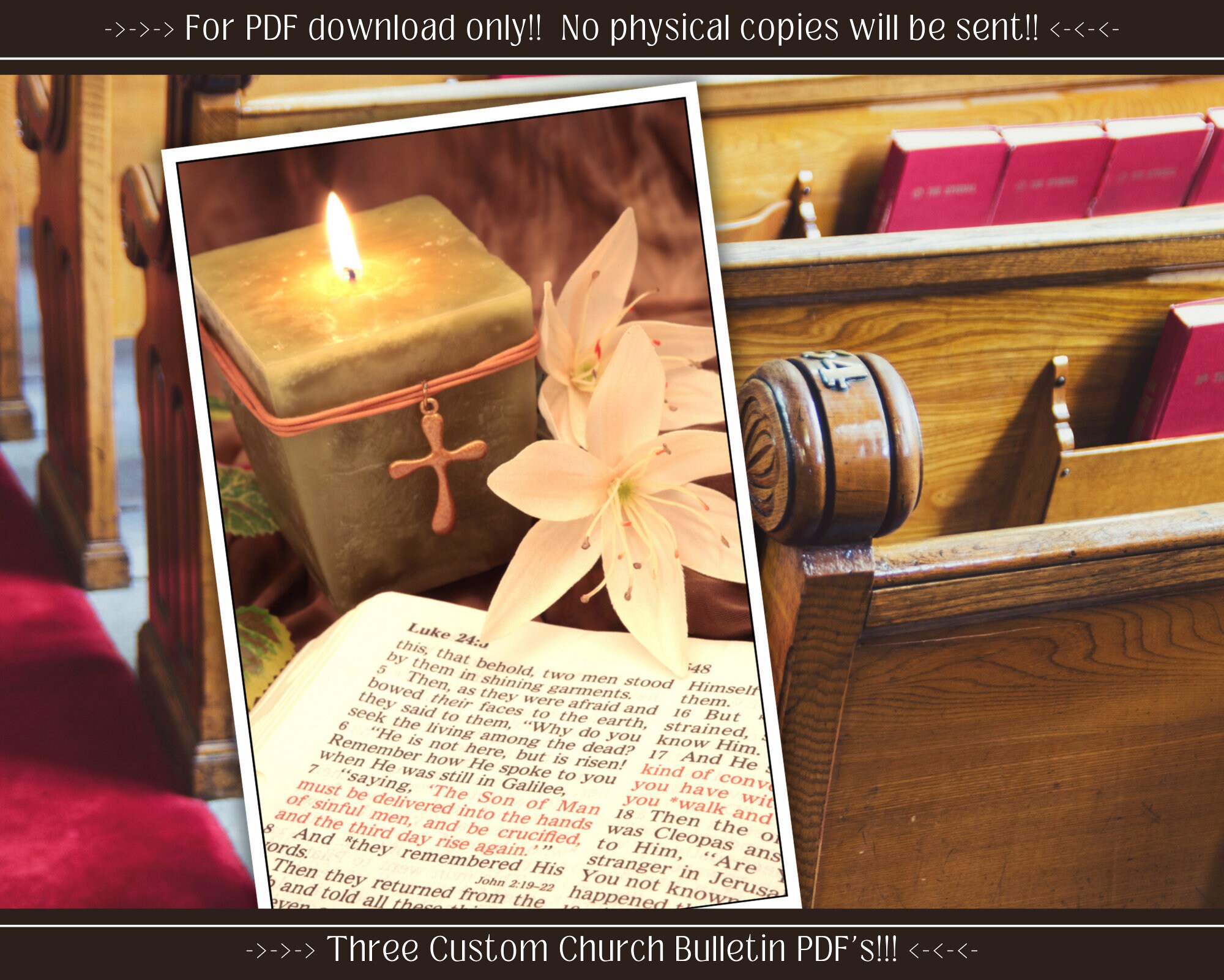 Easter Church Bulletin Cover Printable PDF Resurrection Lily Luke ...