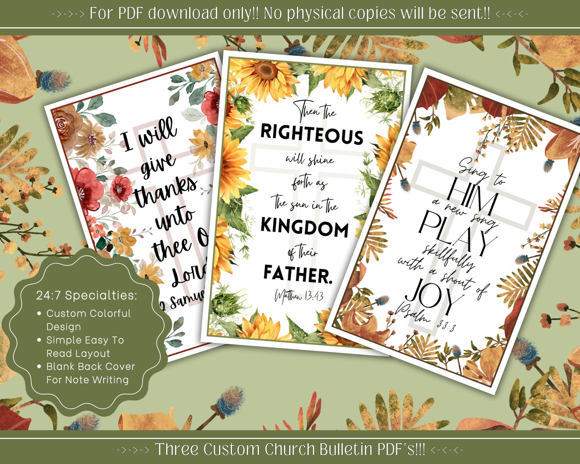 Printable Church Bulletin Cover Autumn Fall Download Events Bible Verse ...