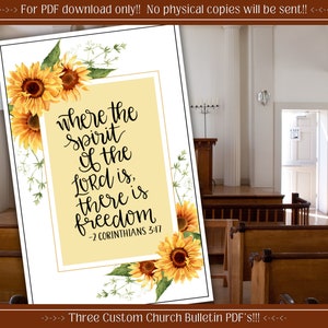 Printable Church Bulletin Cover Sunflower Greeting Card Download PDF ...