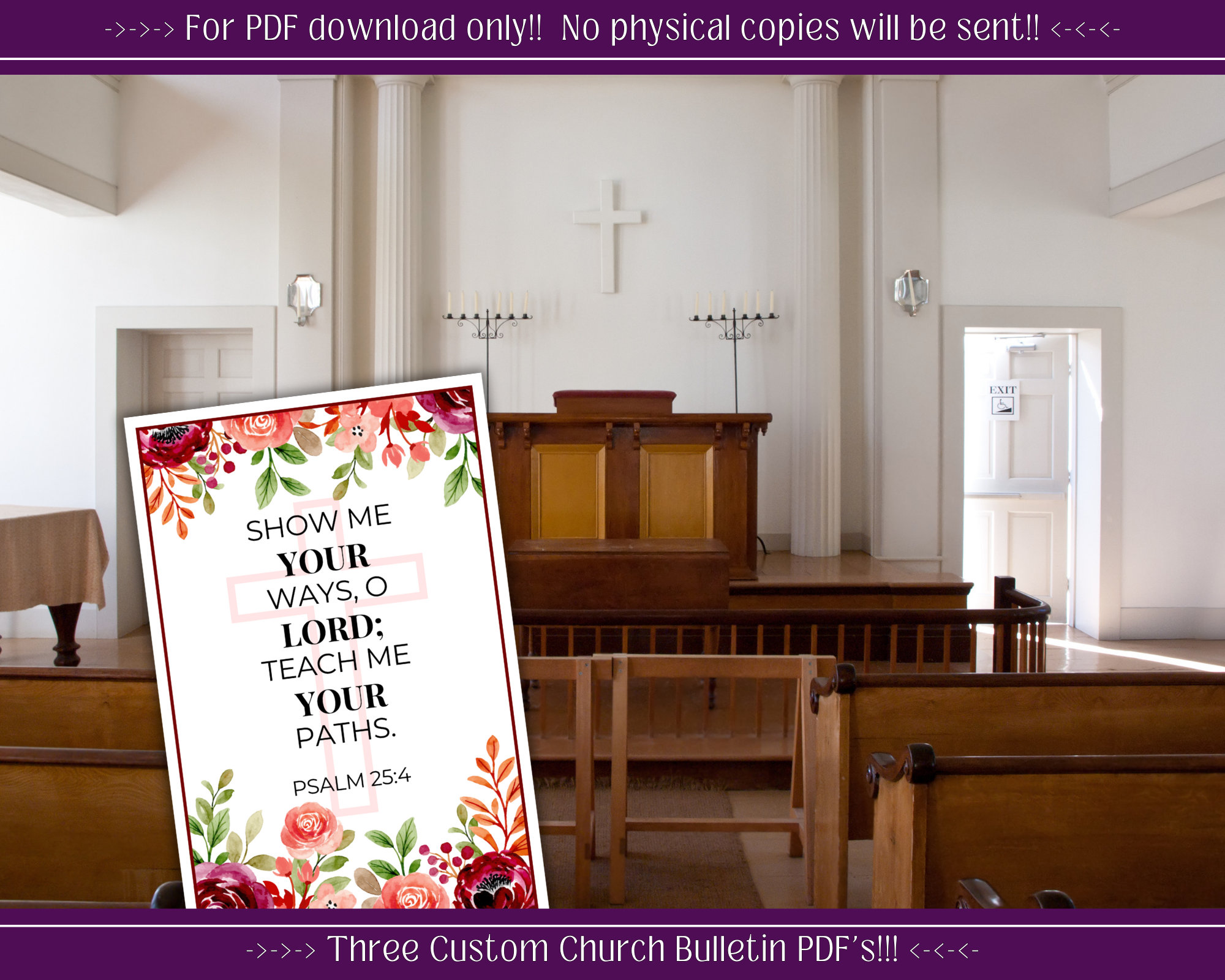 Floral Church Bulletin Cover: Bible Verse Events (PDF) - Etsy