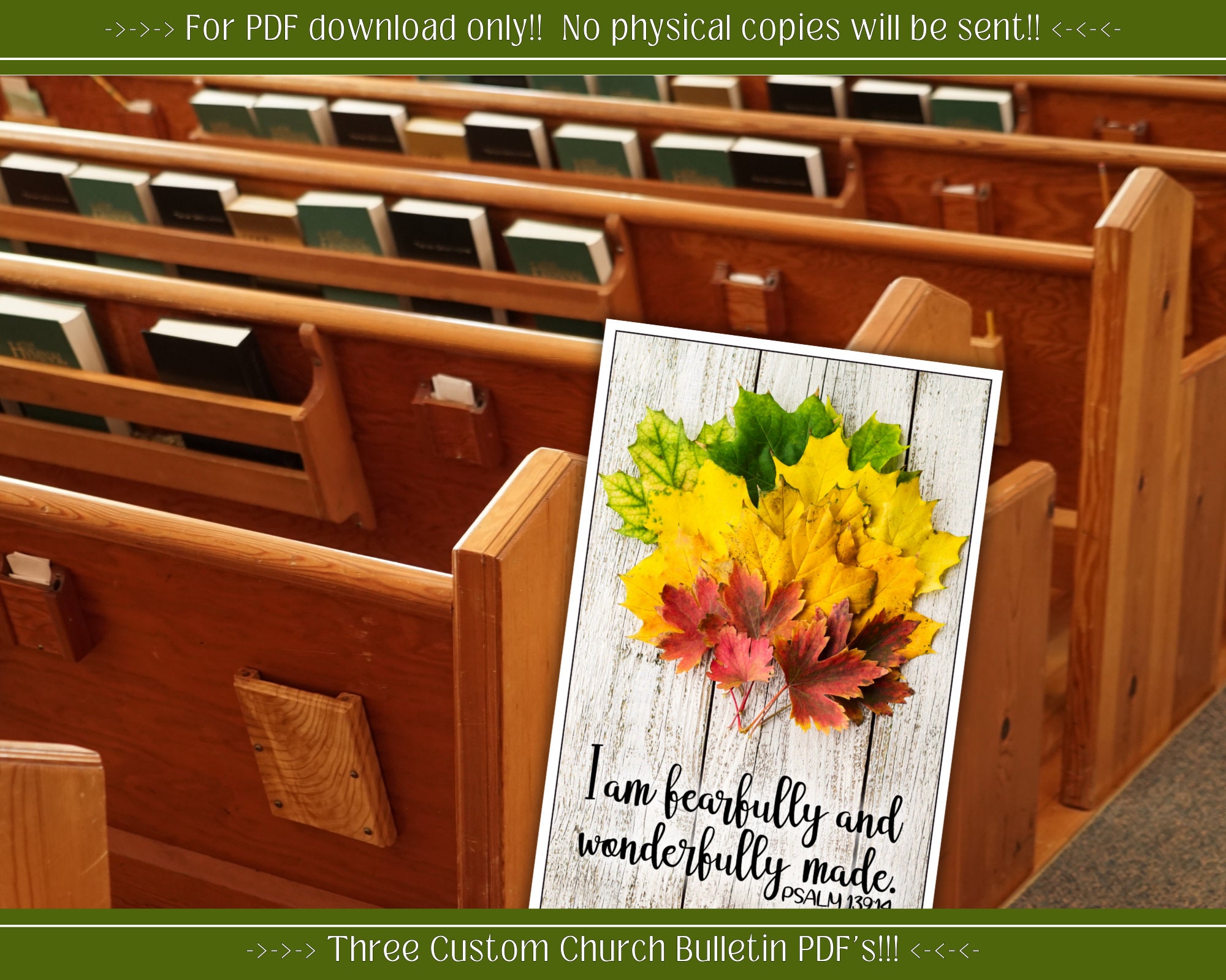 Printable Church Bulletin Cover Fall Rustic Download Events Bible Verse ...
