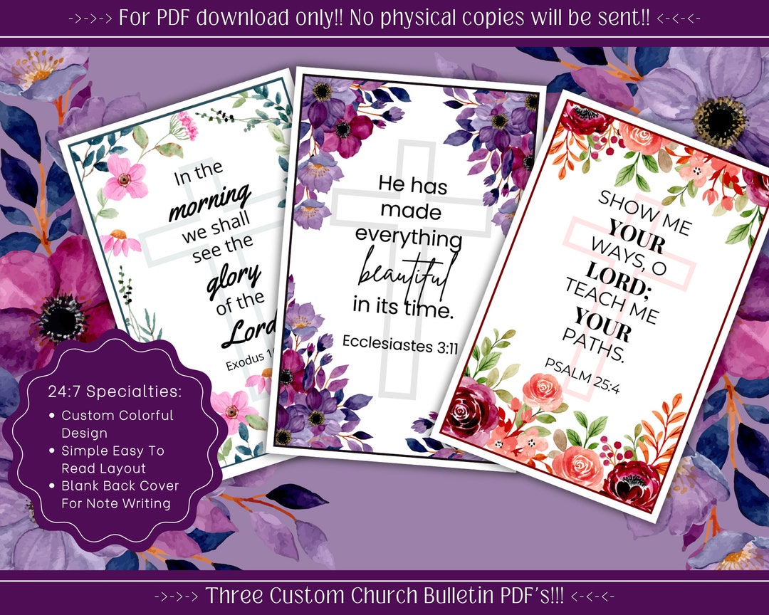 Printable Church Bulletin Cover Beautiful Floral Download Events Bible ...