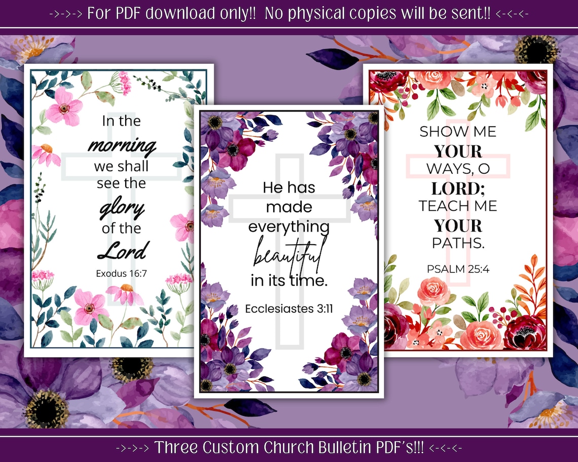 Floral Church Bulletin Cover: Bible Verse Events (PDF) - Etsy