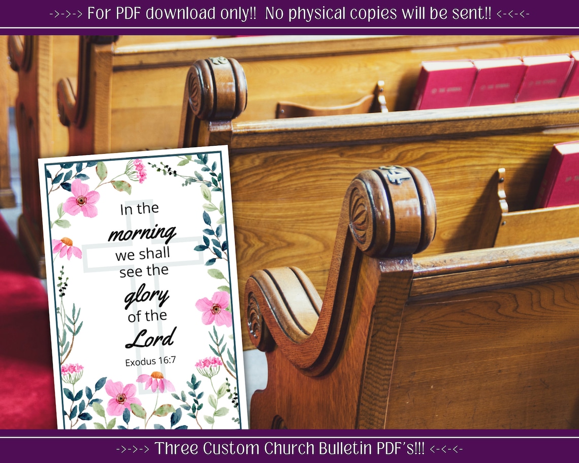 Printable Church Bulletin Cover Beautiful Floral Download Events Bible ...