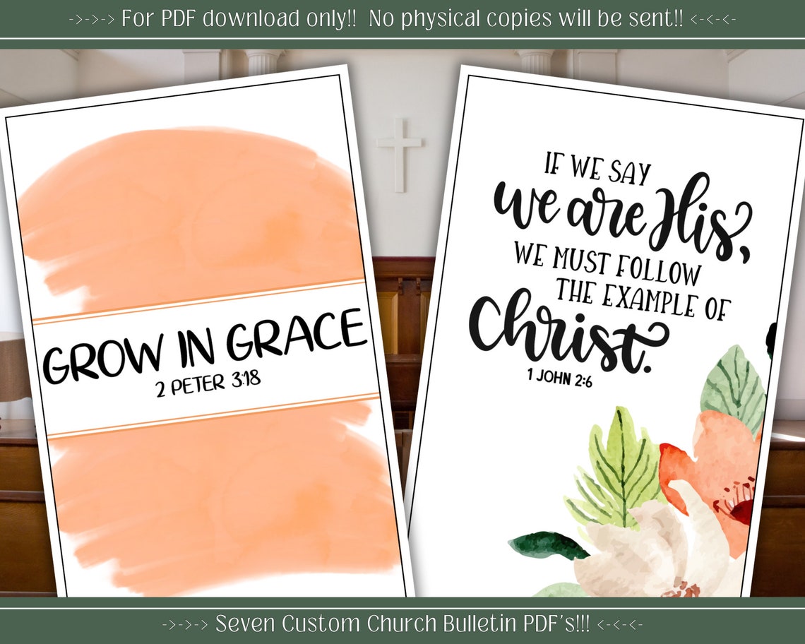 Printable Church Bulletin Cover Spring Floral Greeting Card Download ...