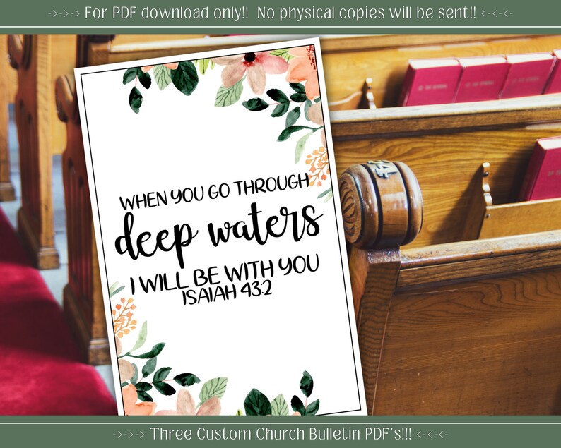 Printable Church Bulletin Cover Spring Floral Greeting Card Download ...