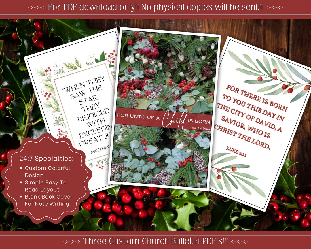 Printable Church Bulletin Cover Christmas Greeting Card Download Bible ...
