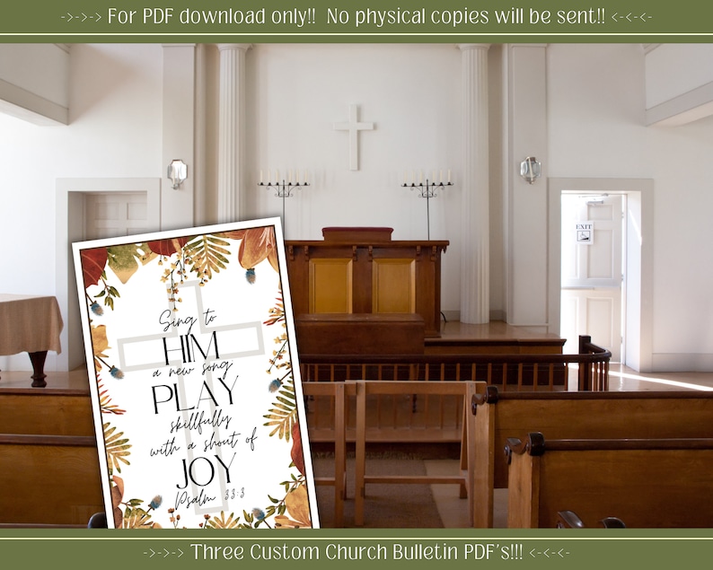 Printable Church Bulletin Cover Autumn Fall Download Events Bible Verse ...