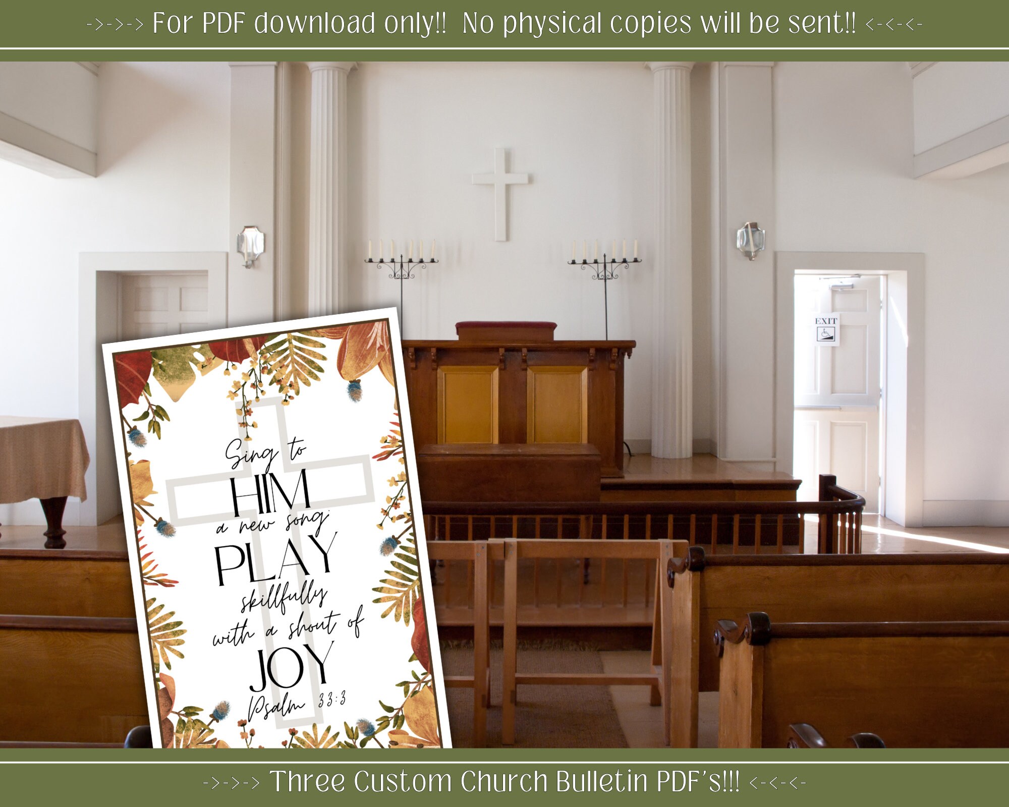 Printable Church Bulletin Cover Autumn Fall Download Events Bible Verse ...
