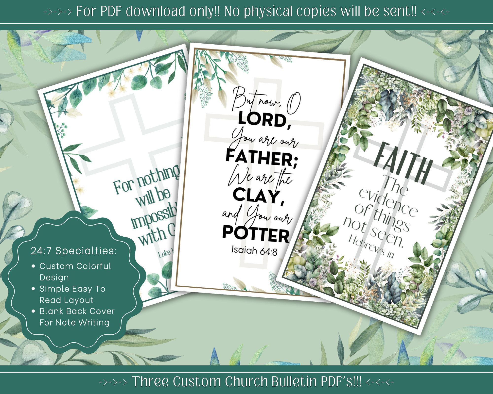 Printable Church Bulletin Cover Farmhouse Download Events Bible Verse ...