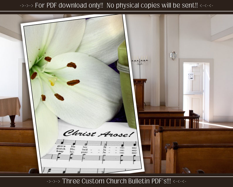 Easter Church Bulletin Cover Printable PDF Resurrection Lily Luke ...