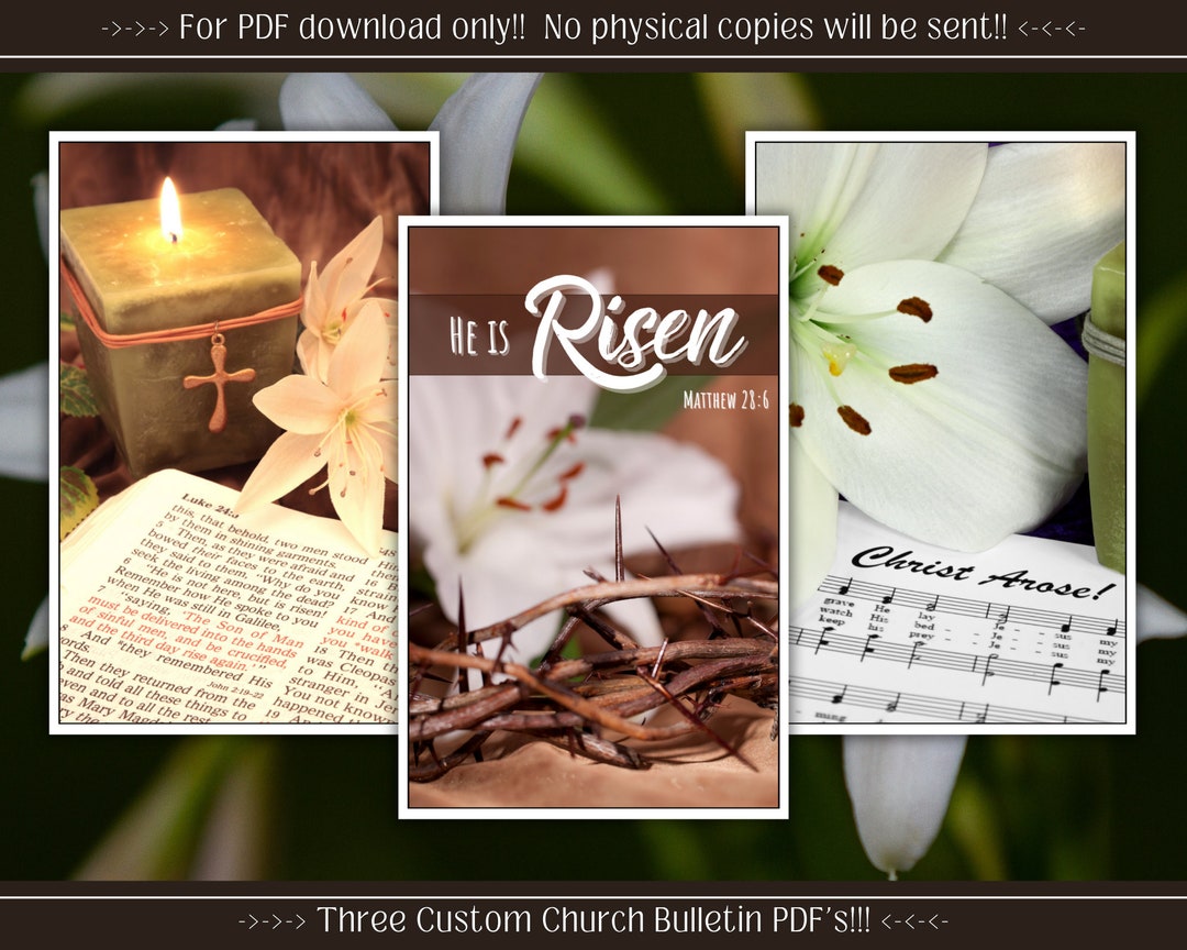 Easter Church Bulletin Cover Printable PDF Resurrection Lily Luke ...