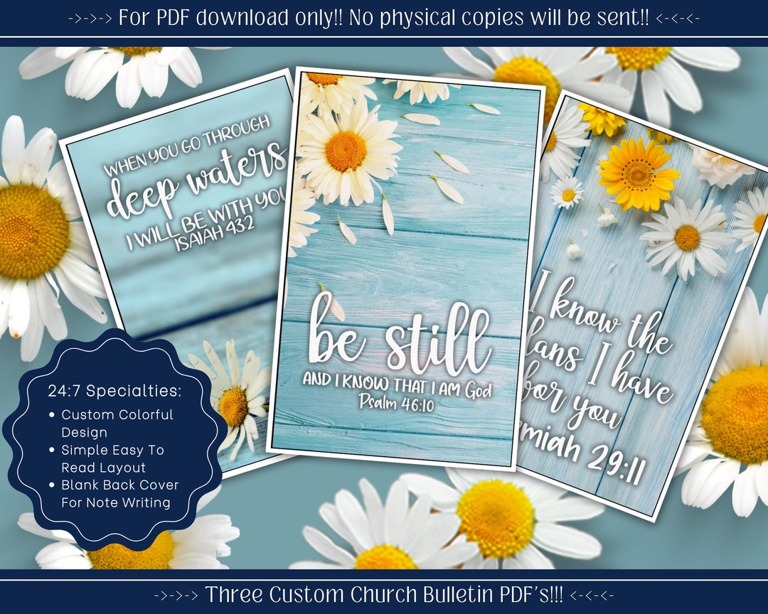 Printable Church Bulletin Cover Rustic Daisy Wood Download Events Bible ...