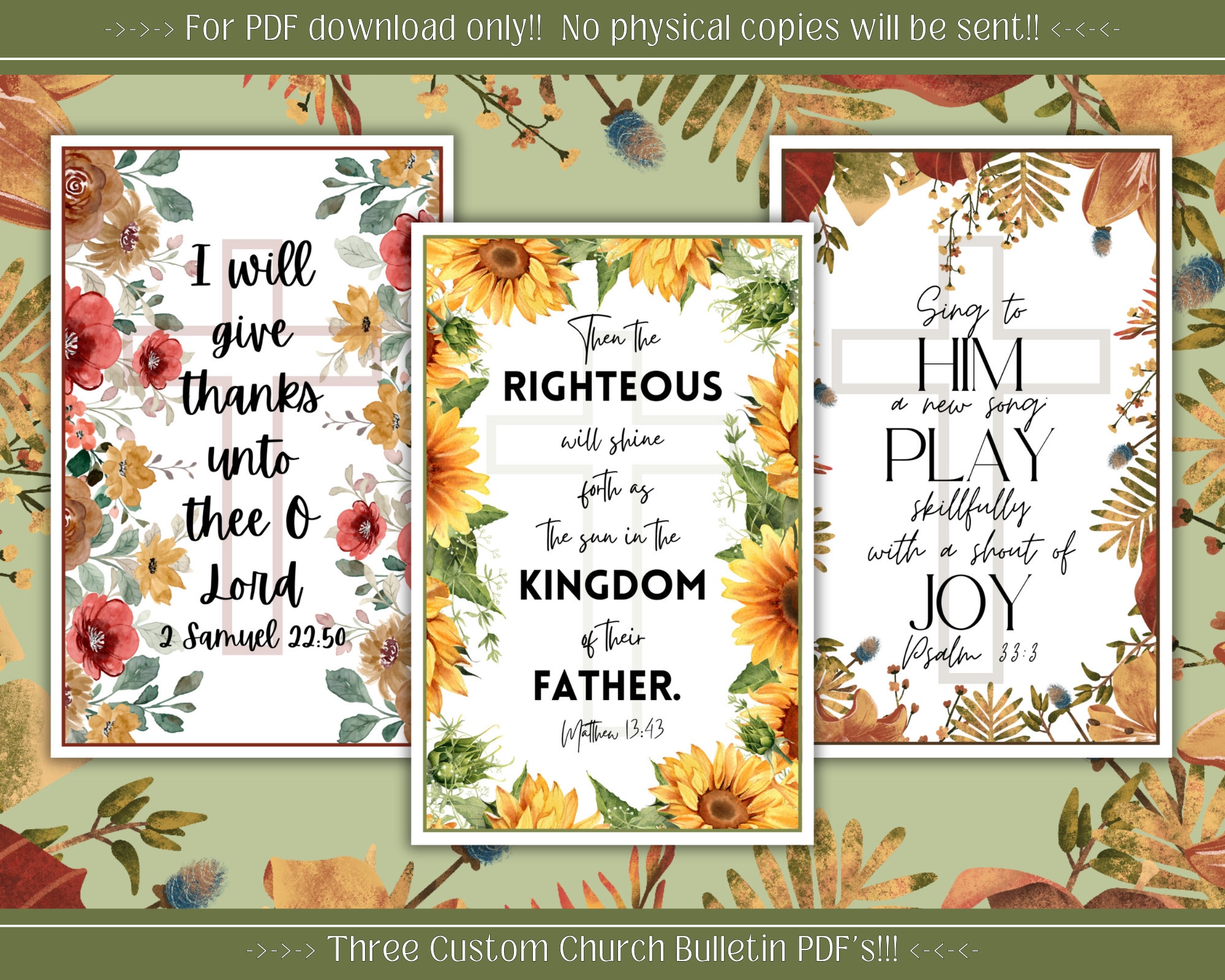 Printable Church Bulletin Cover Autumn Fall Download Events Bible Verse ...
