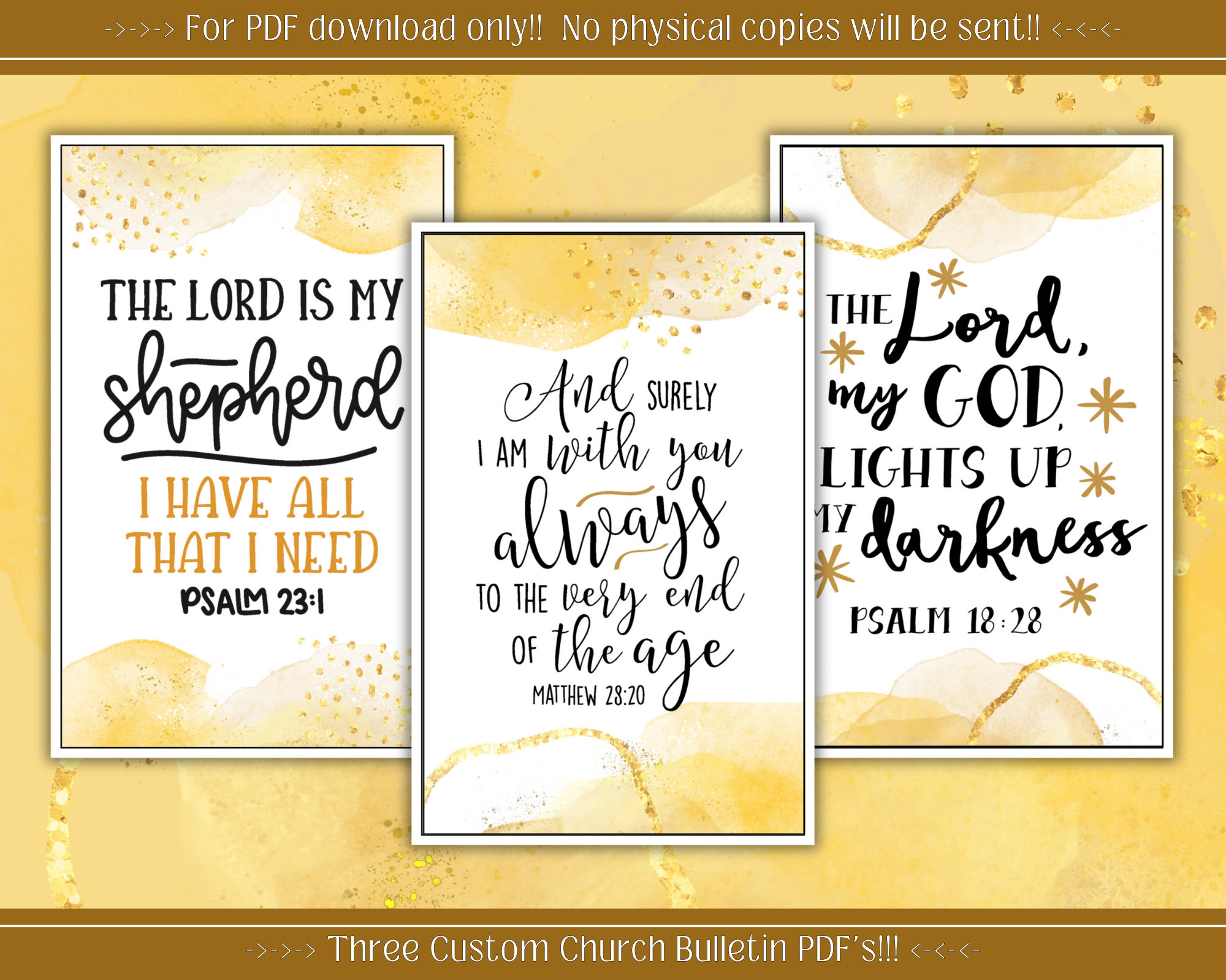 Printable Church Bulletin Cover Golden Glitter Download Events Bible ...