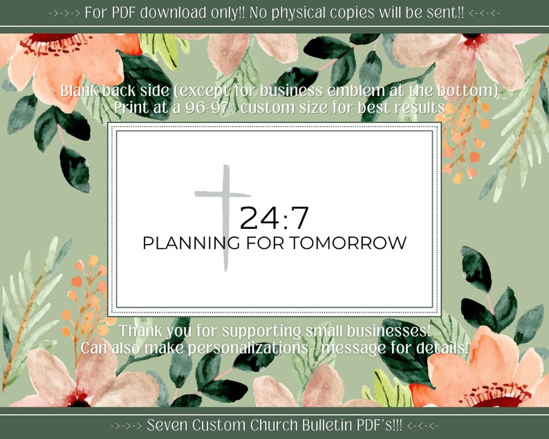 Printable Church Bulletin Cover Spring Floral Greeting Card Download ...