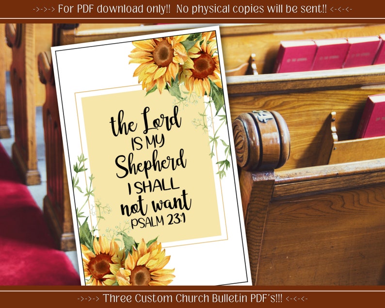 Printable Church Bulletin Cover Sunflower Greeting Card Download PDF ...