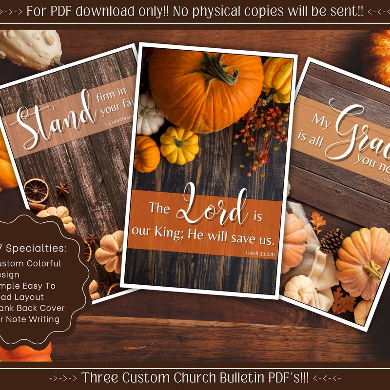 Fall Printable Church Bulletin Covers - Etsy